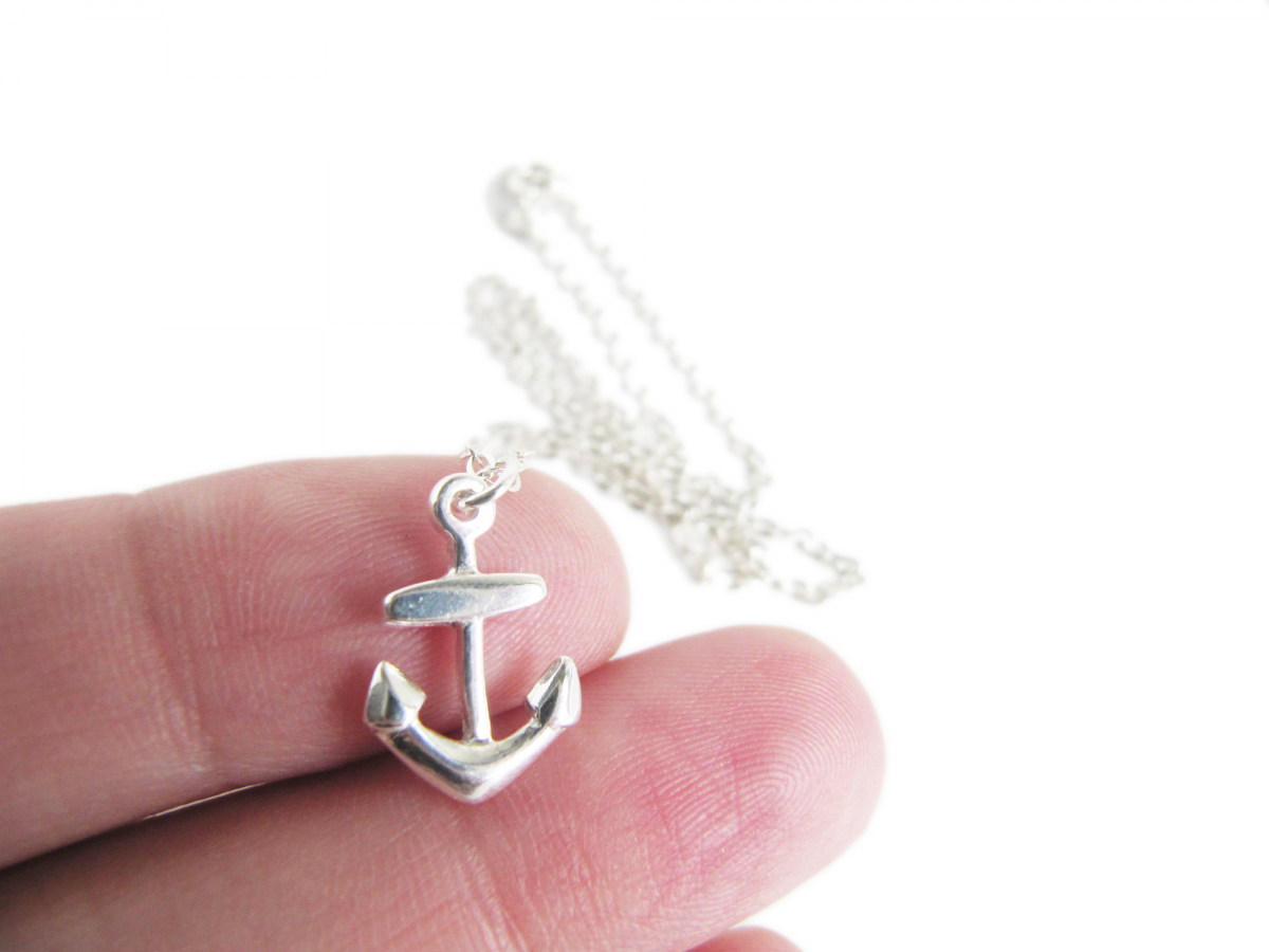 Anchor Necklace - Sterling Silver Anchor - Matte Silver - Ancora on Luulla
